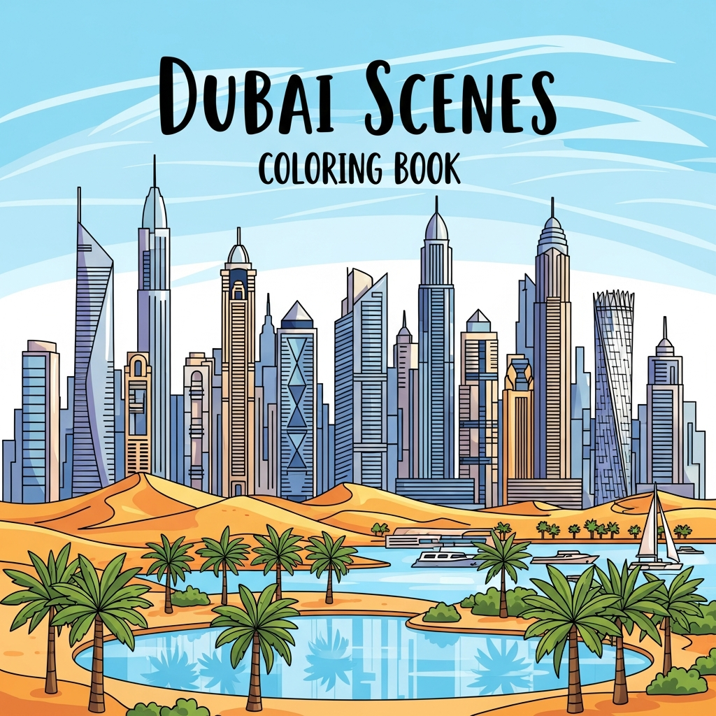 Dubai Scenes - Free Printable Coloring Book