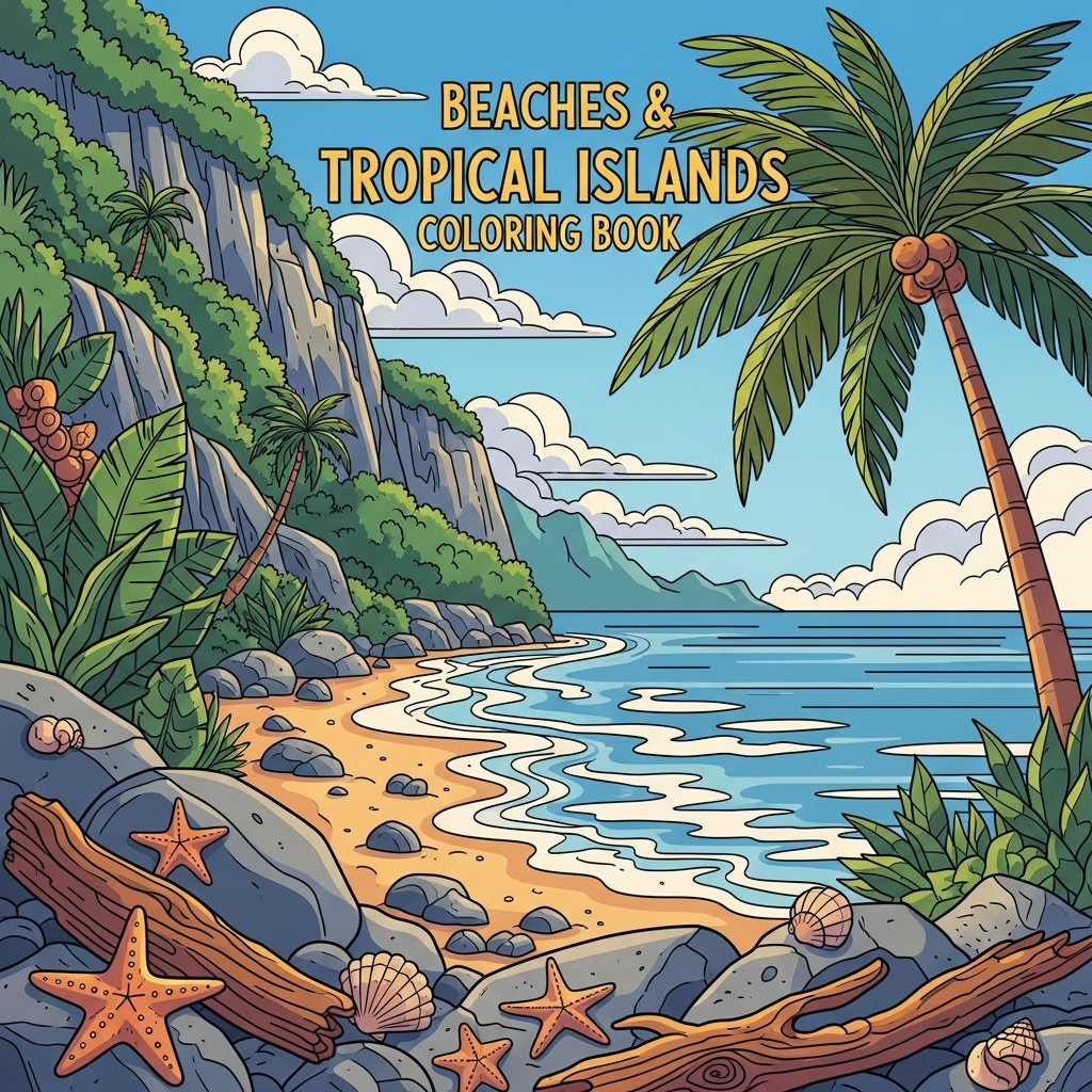 Beaches & Tropical Islands - Free Printable Coloring Book