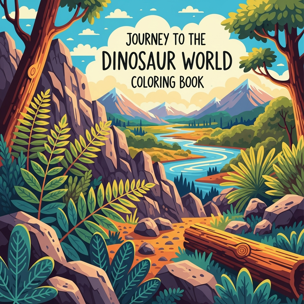 Journey to the Dinosaur World - Free Printable Coloring Book