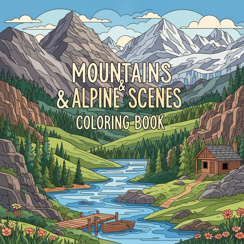 Mountains & Alpine Scenes - Free Printable Coloring Book