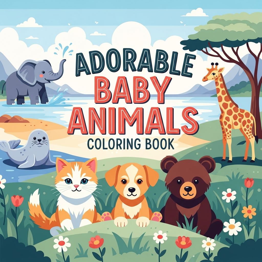 Adorable Baby Animals - Free Printable Coloring Book