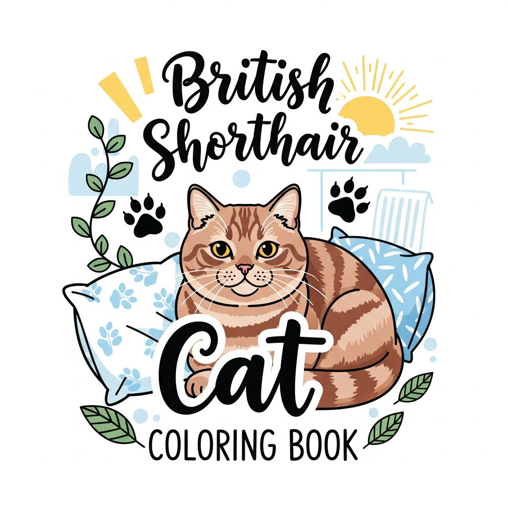 British Shorthair Cat - Free Printable Coloring Book
