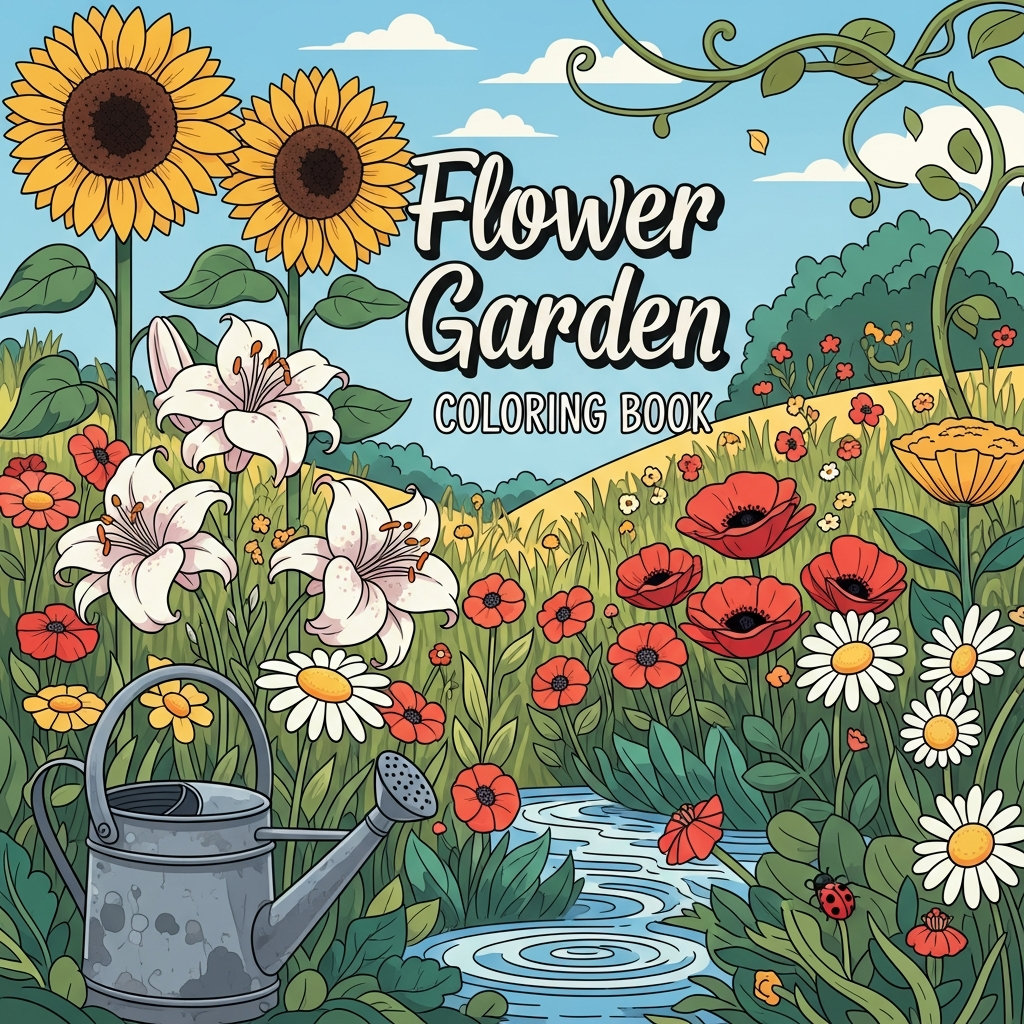Flower Garden - Free Printable Coloring Book